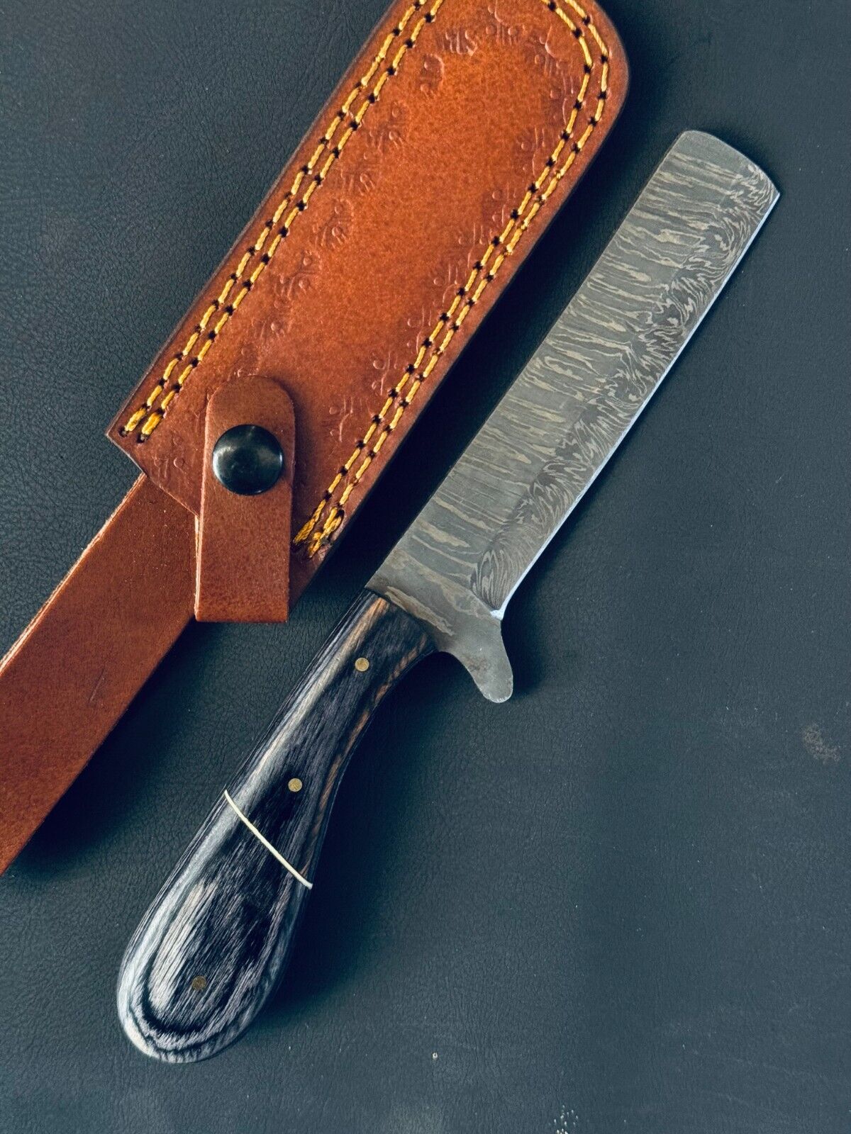 Handmade Damascus Steel Calf Cutter Knife with Pakkawood Handle - 5" B ...