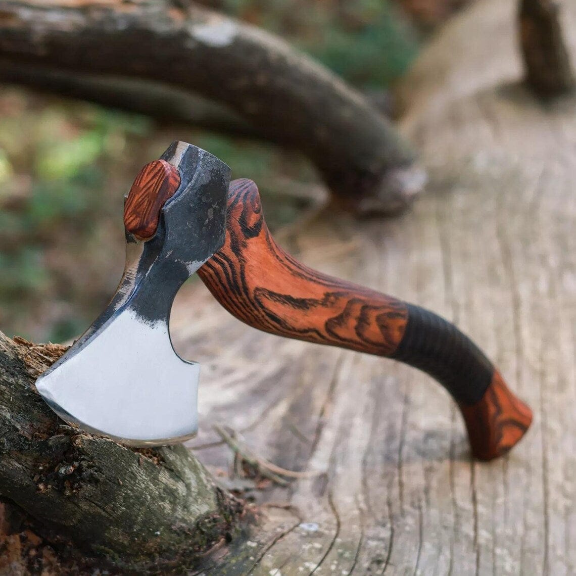1095 Steel Blade Custom Handcrafted Tomahawk | Rosewood Handle with Le ...