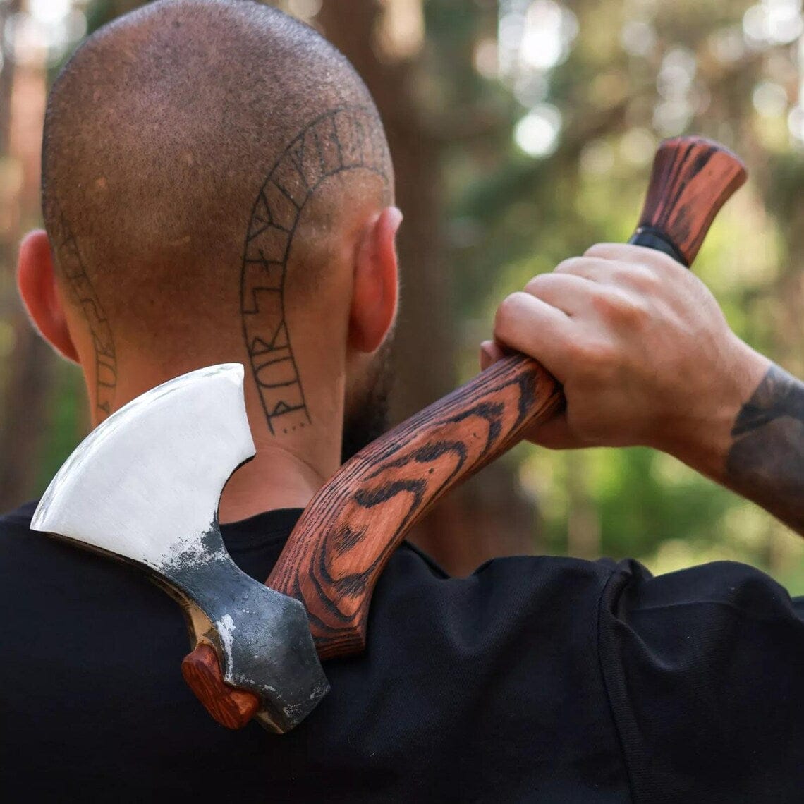 1095 Steel Blade Custom Handcrafted Tomahawk | Rosewood Handle with Le ...