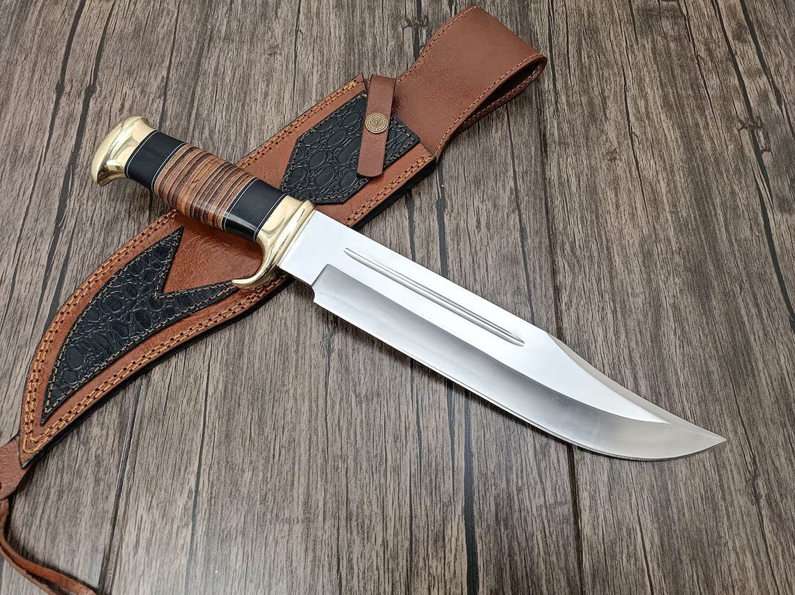 Crocodile Dundee Knife for Sale – 16" D2 Steel Bowie with Leather Shea ...
