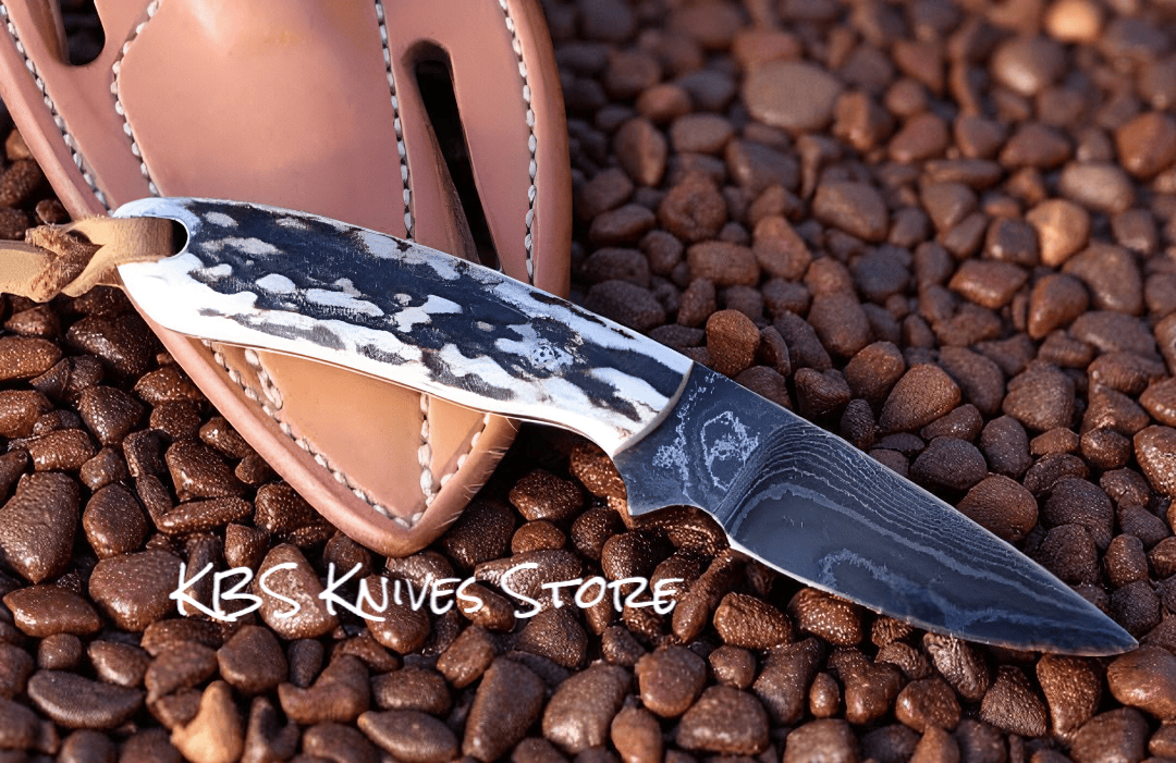 Damascus Belt Knife 7.5" with Antler Horn Handle – MONSTERBASS