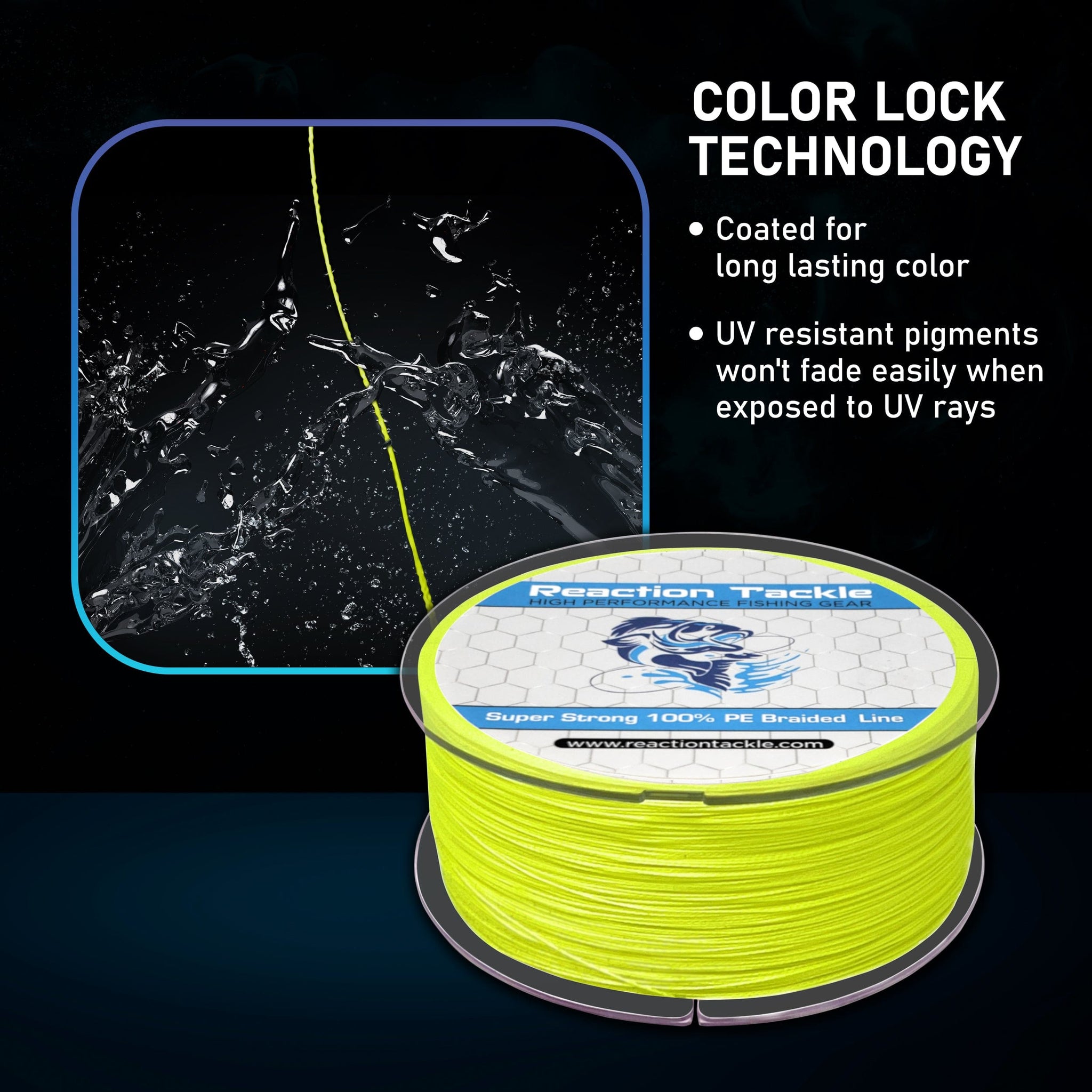 Reaction Tackle Braided Fishing Line - NO FADE Low-Vis Green – MONSTERBASS