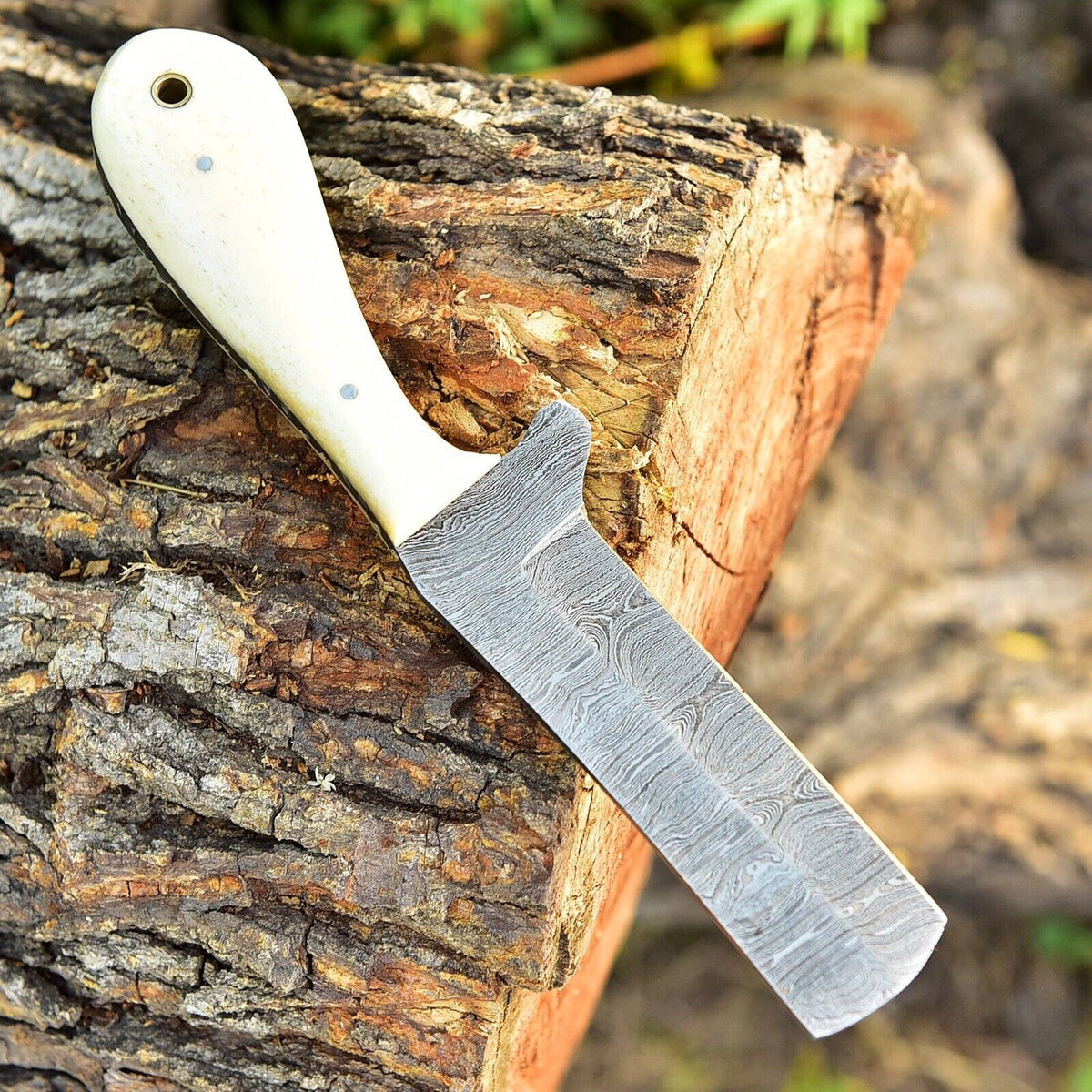 Gareth Bull Style Knife – 8" Damascus Steel Blade with Camel Bone Hand ...