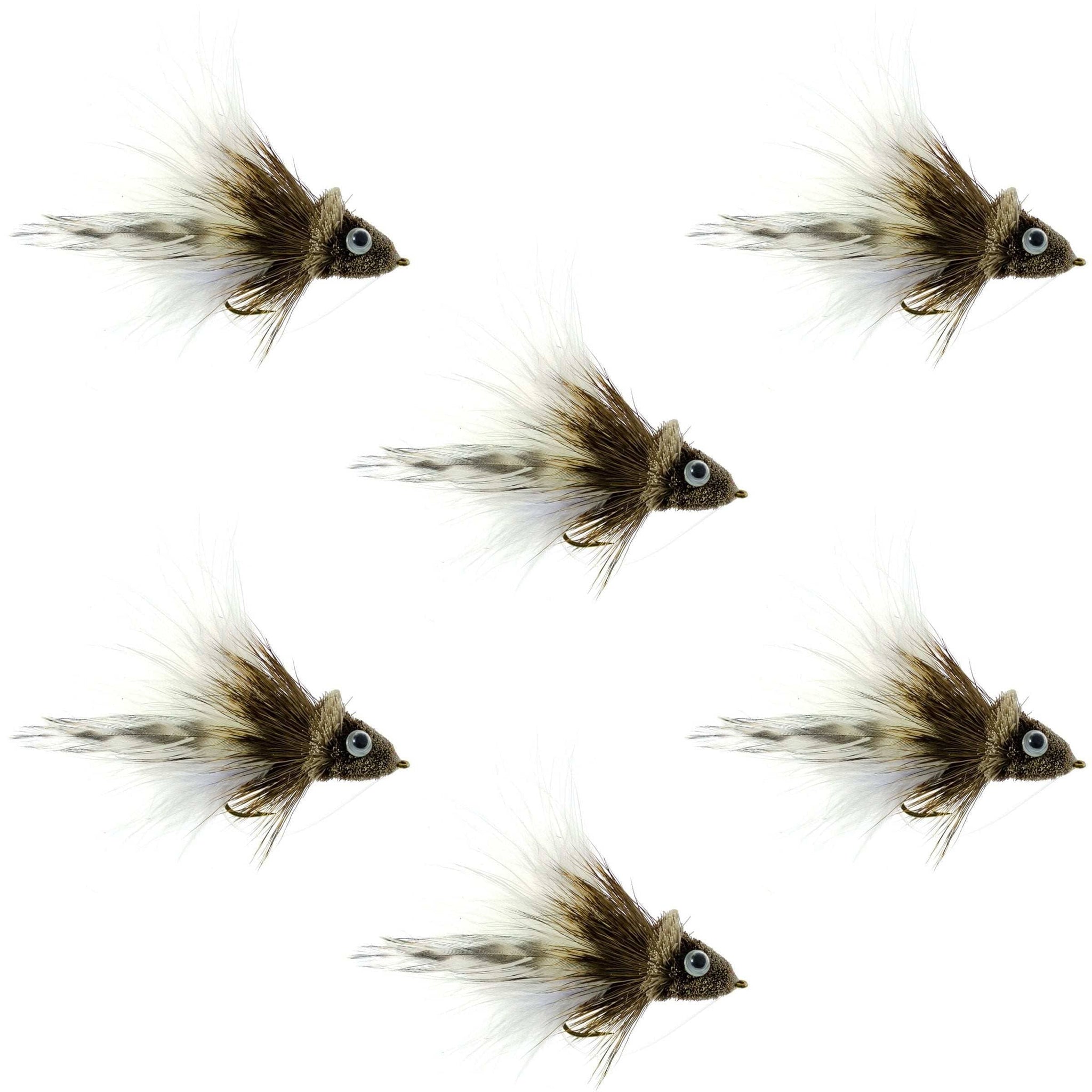 Deer Hair Dahlberg Diver 6 Flies Hook Size 4 - White Marabou Bass Fly ...
