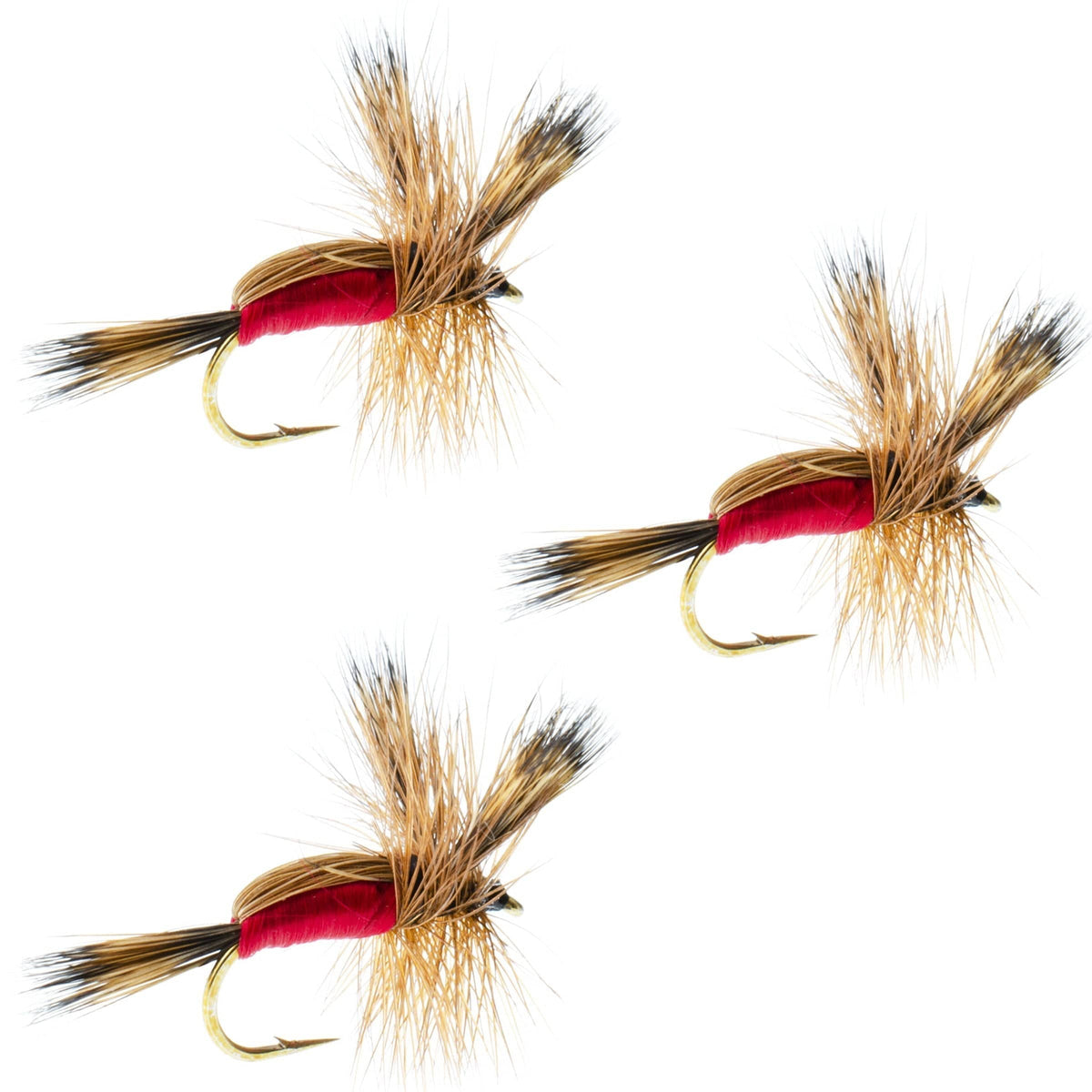 3 Pack Red Humpy Classic Hair Wing Dry Fly - Hook Size 16 – MONSTERBASS